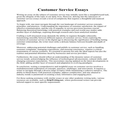 Customer Service Essays | PDF