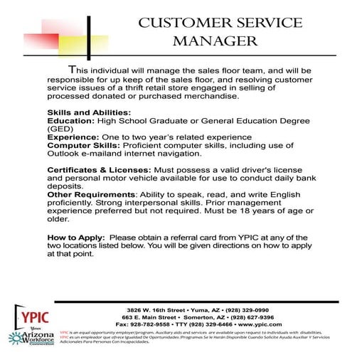 Customer Service Manager | PDF
