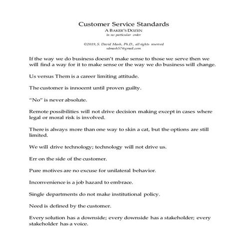 Customer Service Standards | PDF