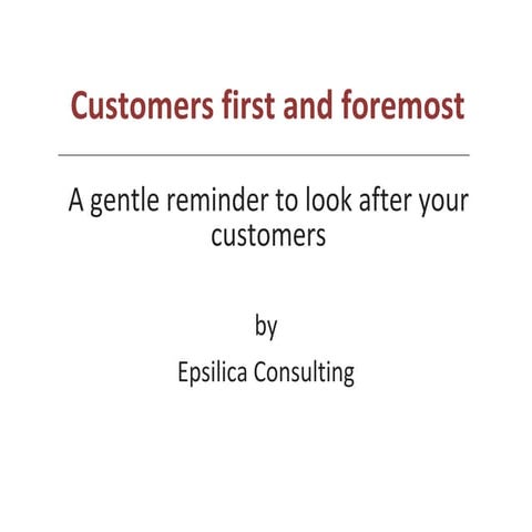 Customers First - Profit Second | PPT