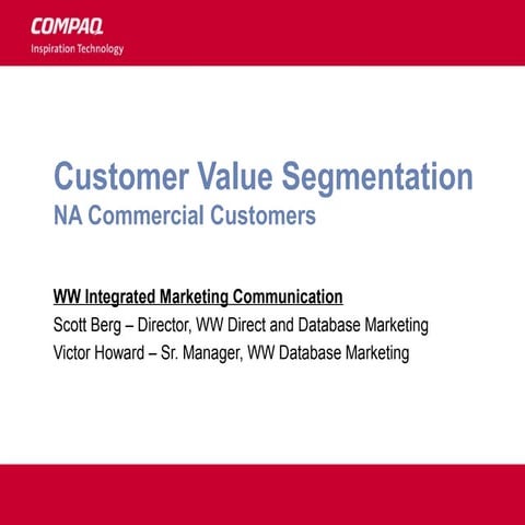 Customer Value Segmentation | PPT