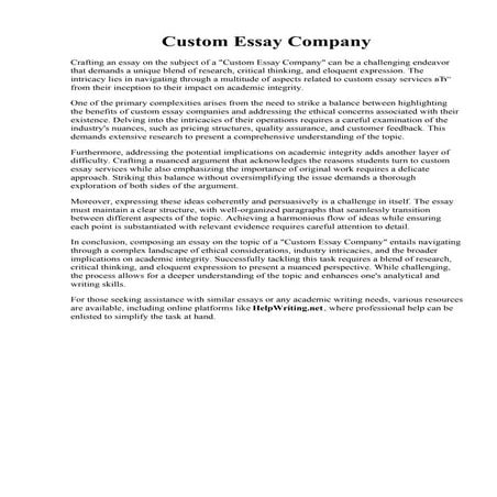 Custom Essay Company | PDF