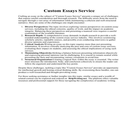 Custom Essays Service. Use Custom Essay Writing Services and Know the ...