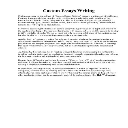 Custom Essays Writing | PDF