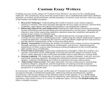 Maria Watson, Paper writing services - helpwriting.net