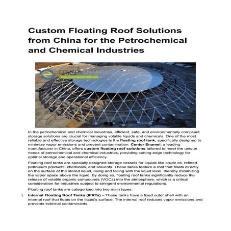 Custom Floating Roof Solutions from China for the Petrochemical and ...