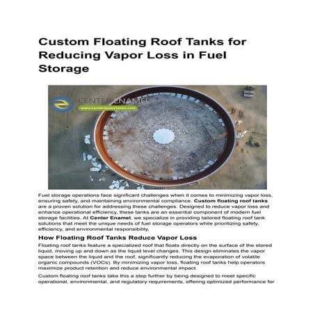 Custom Floating Roof Tanks for Reducing Vapor Loss in Fuel Storage.docx