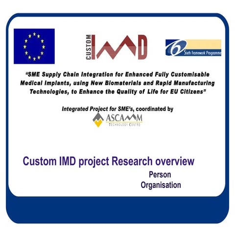 Custom Imd Project Customized Implants | PPT