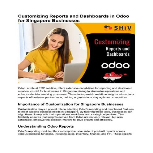 Odoo Reports and Dashboards Customization for Singapore Business | PDF