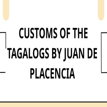 READINGS IN PHILIPPINE HISTIORY. CUSTOM OF THE TAGALOG. | PPTX