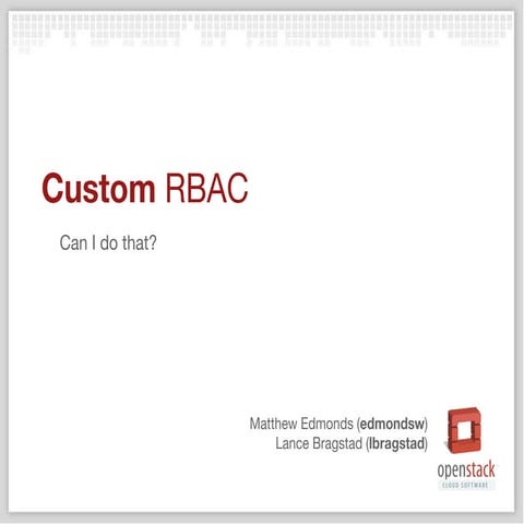 Custom RBAC - Can I Do That? | PPTX