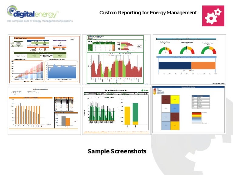 Custom reporting for energy management (screenshots)
