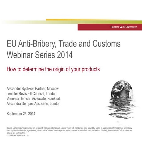 Customs - How to determine the origin of your products - EU Webinar ...