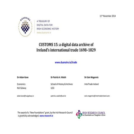 The CUSTOMS 15 Project (overview and beginnings) | PDF