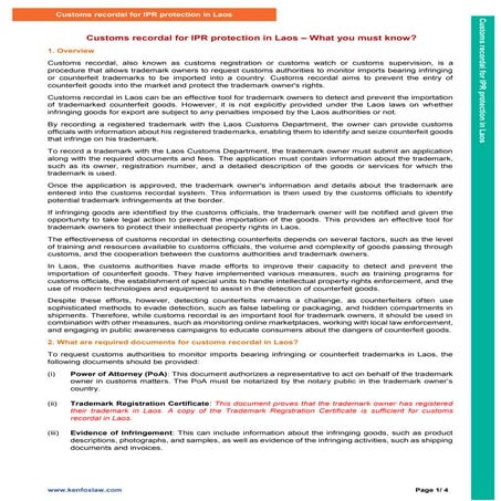 Customs recordal for IPR protection in Laos – What you must know .pdf