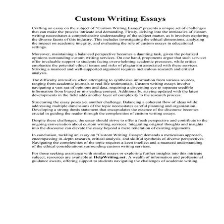 Custom Writing Essays | PDF | Business | Business and Finance