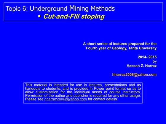 Cut & fill mining method | PPT