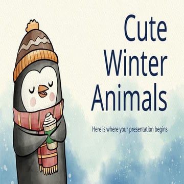Cutewinteranimals with ice theme template with penguins.pptx