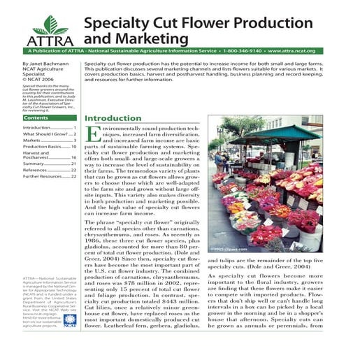 Specialty Cut Flower Production and Marketing | PDF