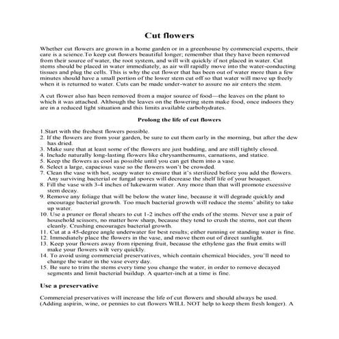 Cut Flower - Precooling , pulsing and holding techniques | PDF