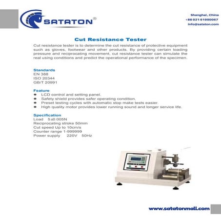 Cut resistance tester | PDF