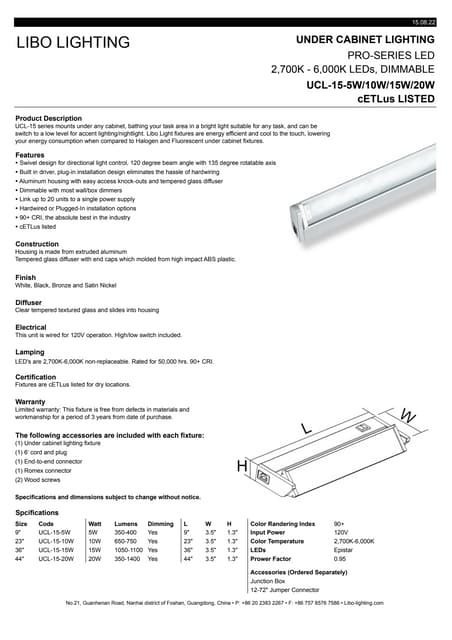 Cut sheet ucl 23 | PDF