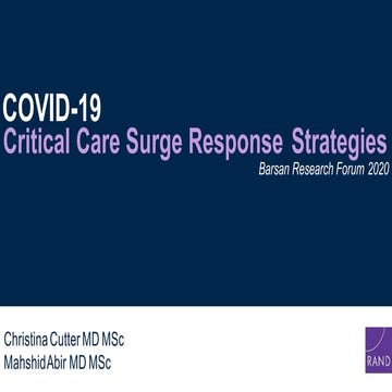 COVID-19 Critical Care Surge Response Strategies | PPT
