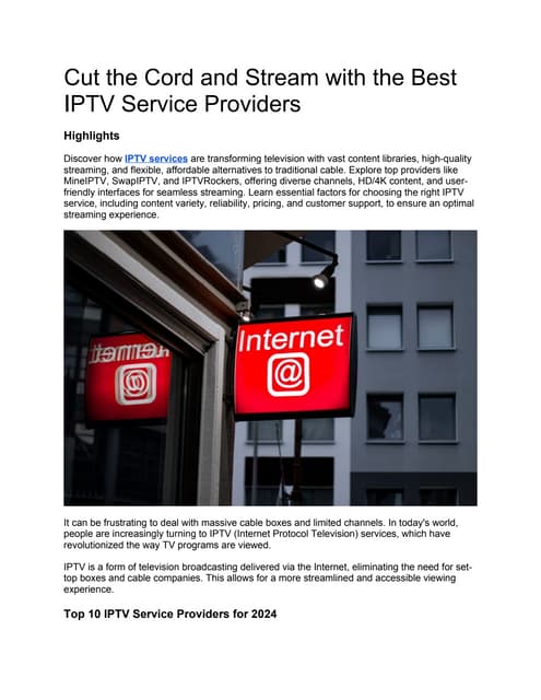 Top IPTV Service Providers in the USA for 2024: Freegotv and TereaTV | PPT
