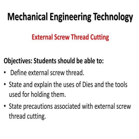 Cutting external threads | PPTX