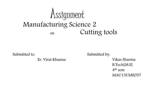 Classification of Tool Materials | PPTX