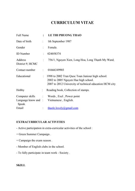 Thai.curriculum vitae | PDF