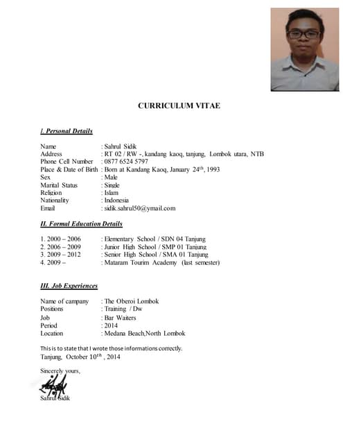 Riwayat hidup | DOCX