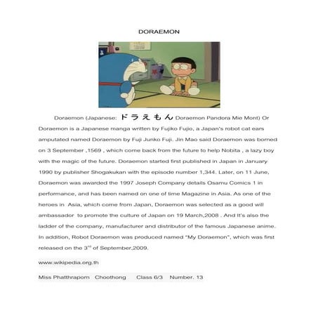 Doreamon Booklet about the origin of doramemon | PDF