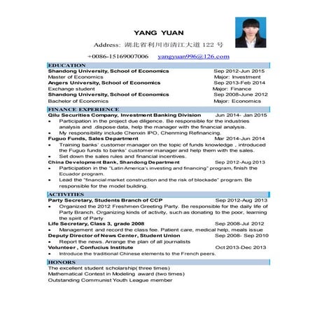 Resume Template_CV Template_Chinese_Economy and Management | DOCX