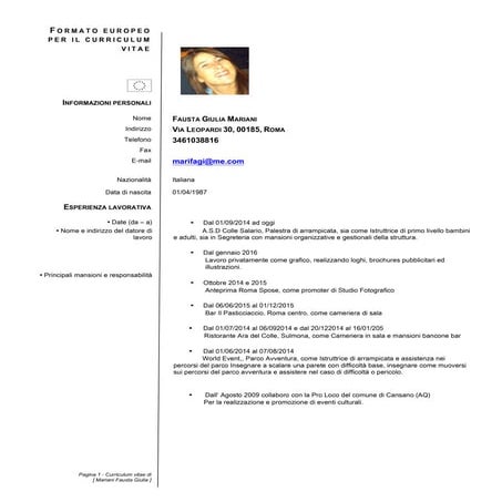 Cv.1 mariani fausta giulia (b) | PDF