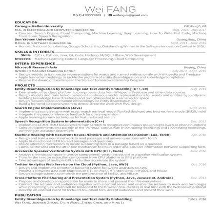 Wei Fang's resume | PDF