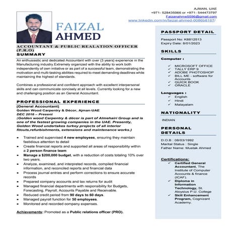 Faizal CV | PDF | Business Accounting & Finance | Business