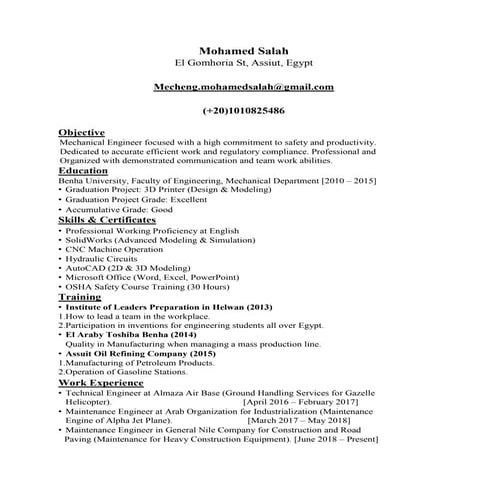 Salah Bilal CV | PDF