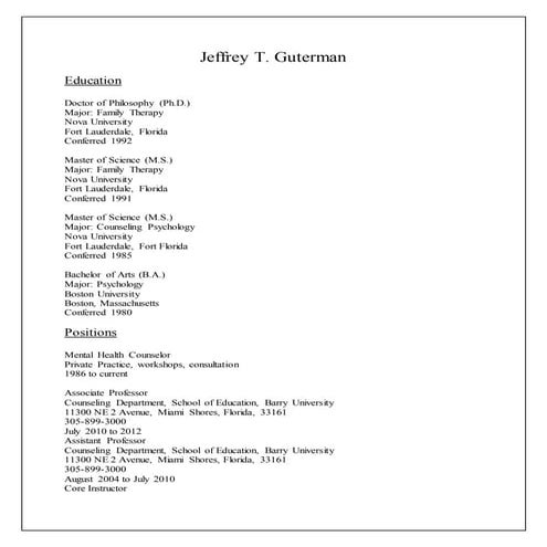 Jeffrey Guterman: Curriculum Vitae | DOCX
