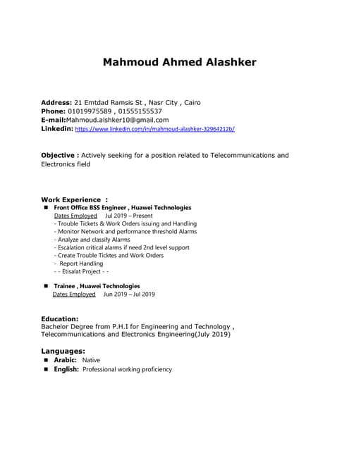 Mohamed elkady network engineer | PDF