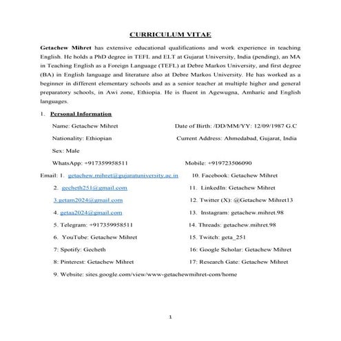 Getachew Mihret's Curriculum Vitae CV.pdf