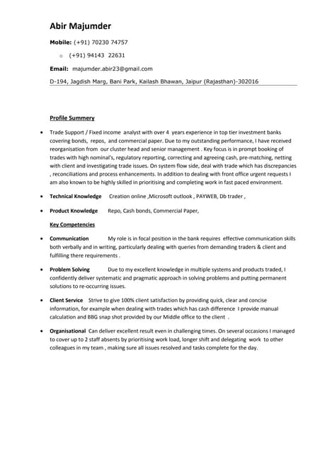 John Resume New Format | PDF | Financial Industry | Industries