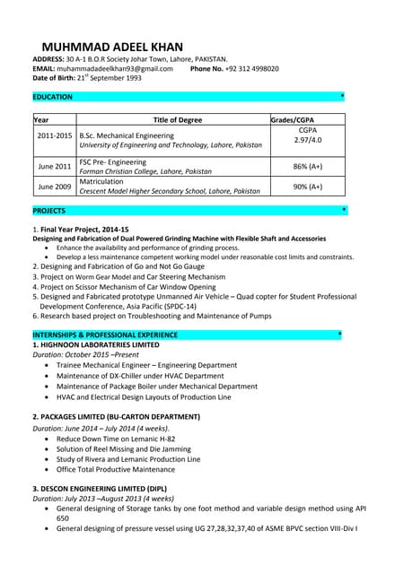 Hafiz Ahmed Waqas Resume | PDF | Civil Engineering Industry | Industries