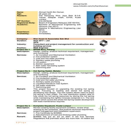 Cv ahmad harith. | PDF