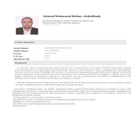 Ahmed Helmy CV | DOCX