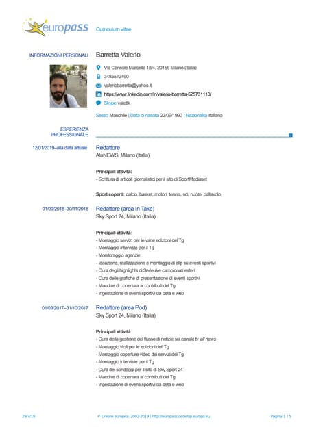 Cv valeria milan | PDF