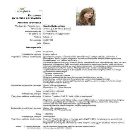 Cv butkevičiūtė | PDF