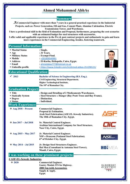Ahmed zain -mechanical engineer | PDF