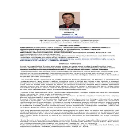 Cv curriculum vitae, fernando machado - executivo, gestor e consultor ...
