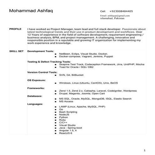 Cv dec 28-2018-mohammad-ashfaq | PDF